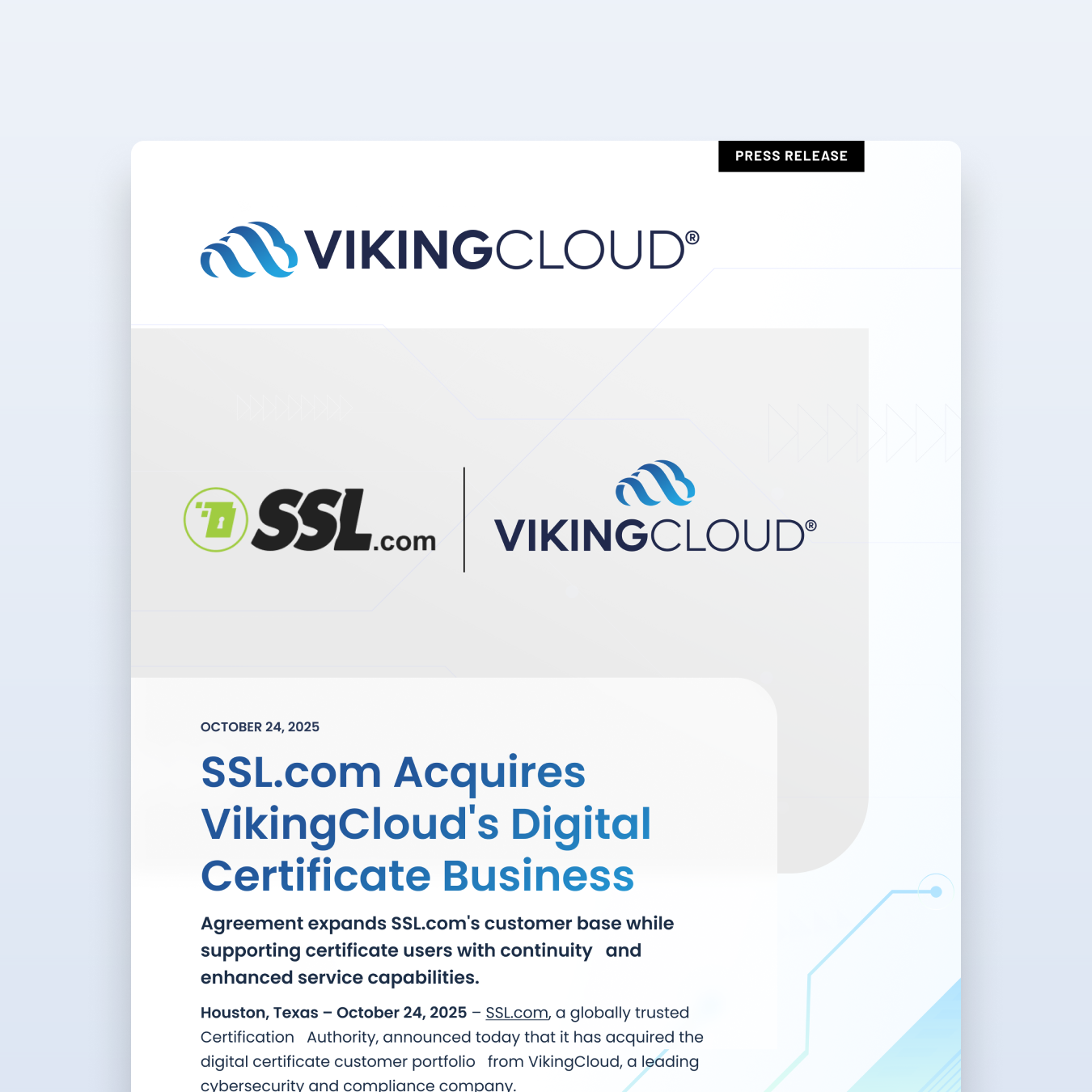 SSL.com Acquires VikingCloud's Digital Certificate Business